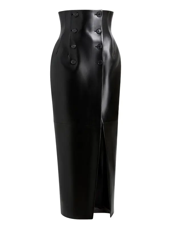 Khaite Luiza Leather Skirt - Black