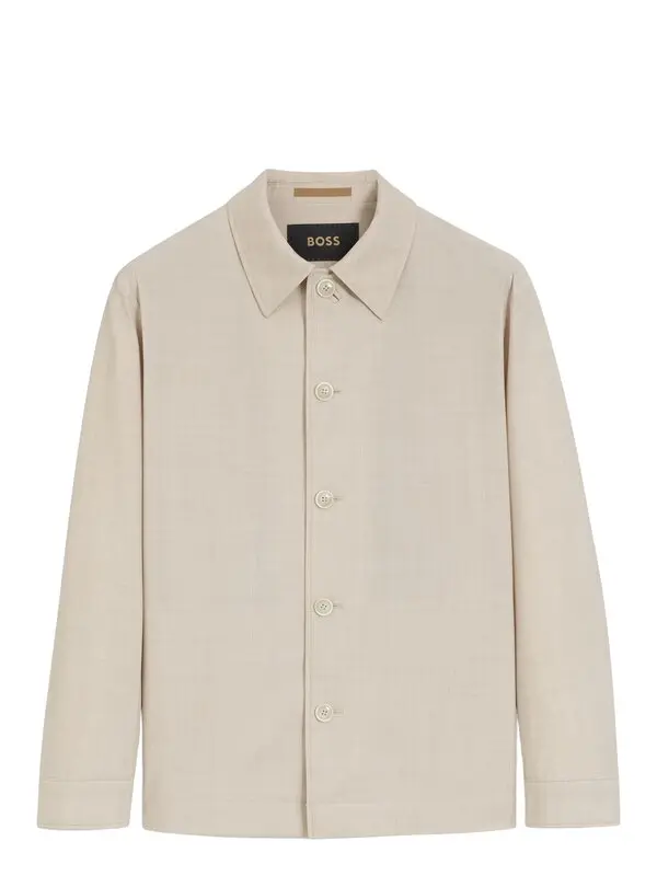 BOSS Relaxed-fit Overshirt In Three-layer Fabric - Light Beige