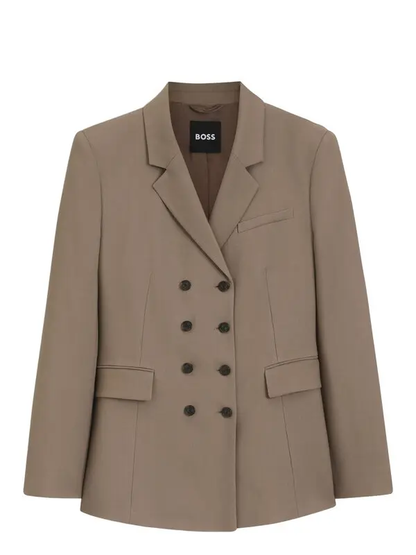 BOSS Gabardine Twill Double-breasted Blazer - Brown