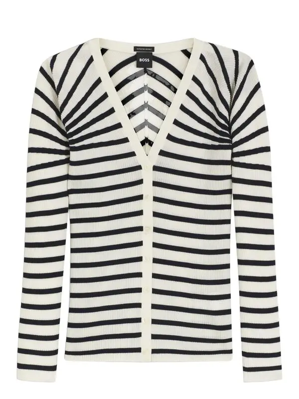 BOSS Striped Merino Wool Buttoned Cardigan - Patterned