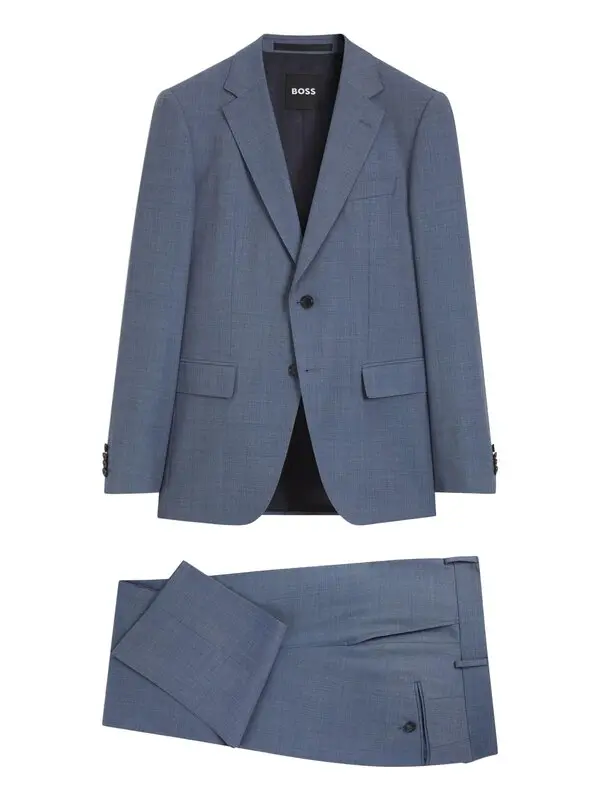 BOSS Two-piece Slim-fit Suit In Patterned Stretch Wool - Light Blue