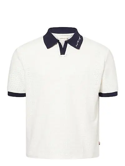 HONOR THE GIFT Colour-block Knitted Polo Top - Bone