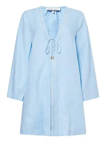 Heidi Klein Linen Kaftan With Keyhole Front - Blu-blu