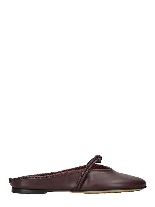 Bottega Veneta Ballerina Leather Mules - Wine