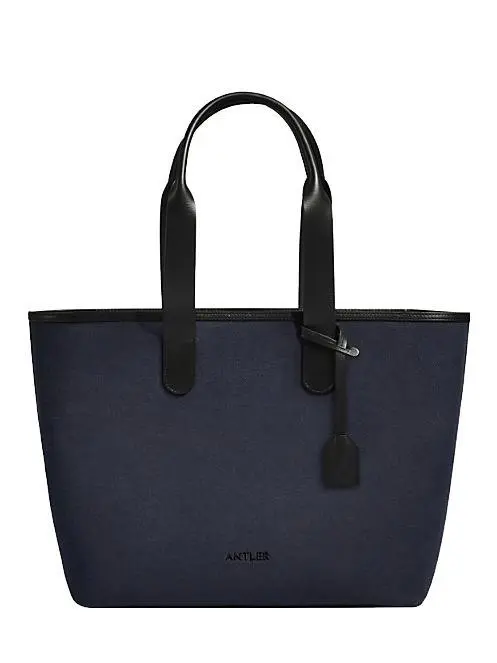 ANTLER Heritage Leather And Canvas Tote Bag - Navy