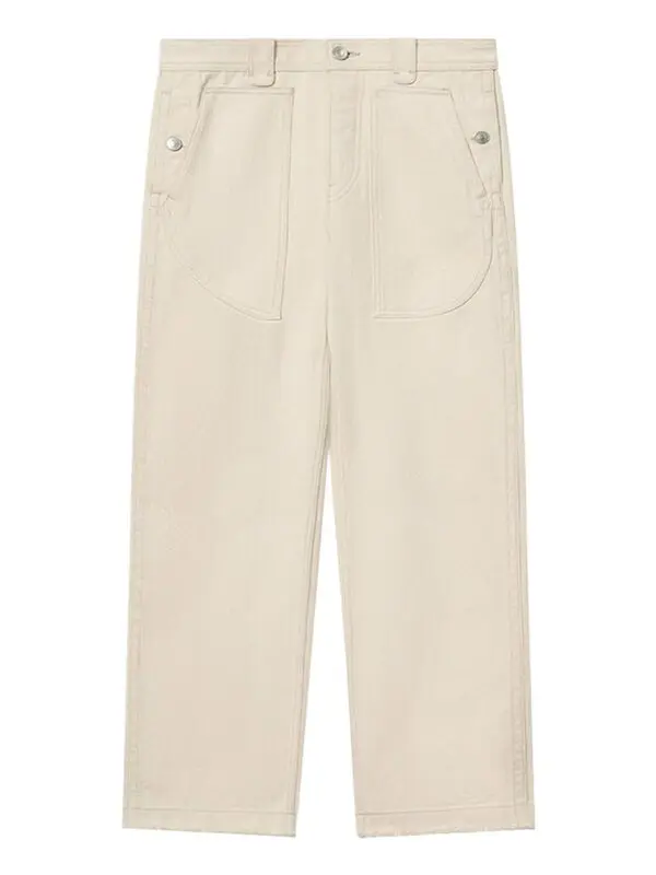 ETOILE Ermina Cotton Twill Pants With Raw Edge Hem - Ecru