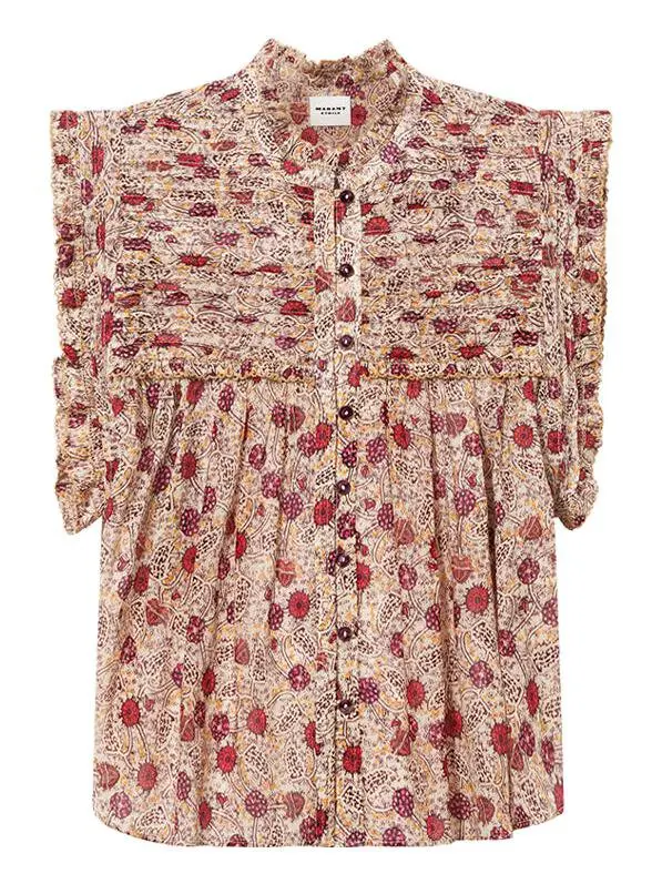 ETOILE Dersia Sleeveless Blouse - Ecru-raspberry