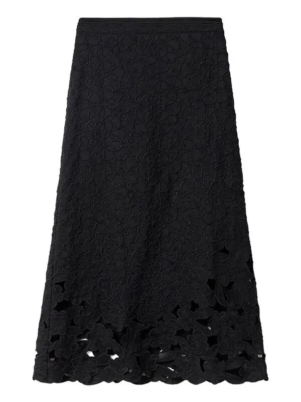 Isabel Marant Étoile Ryesha Embroidered Ramie Skirt - Black
