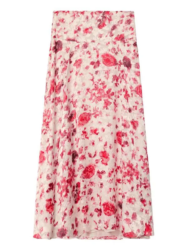 Isabel Marant Étoile Hilza Printed Devoré Silk Georgette Maxi Skirt - Ecru/pink