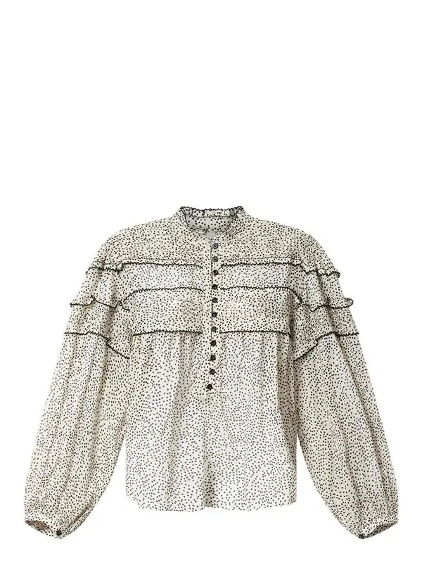 MARANT ETOILE Printed Cotton Voile Blouse - Ecru/black