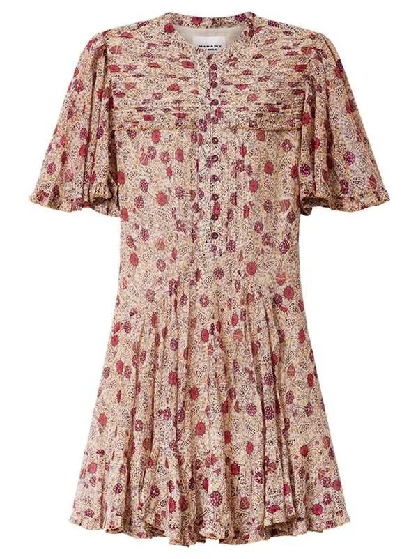 ETOILE Marant Étoile "daynia" Printed Cotton Voile Dress - Ecru-raspberry