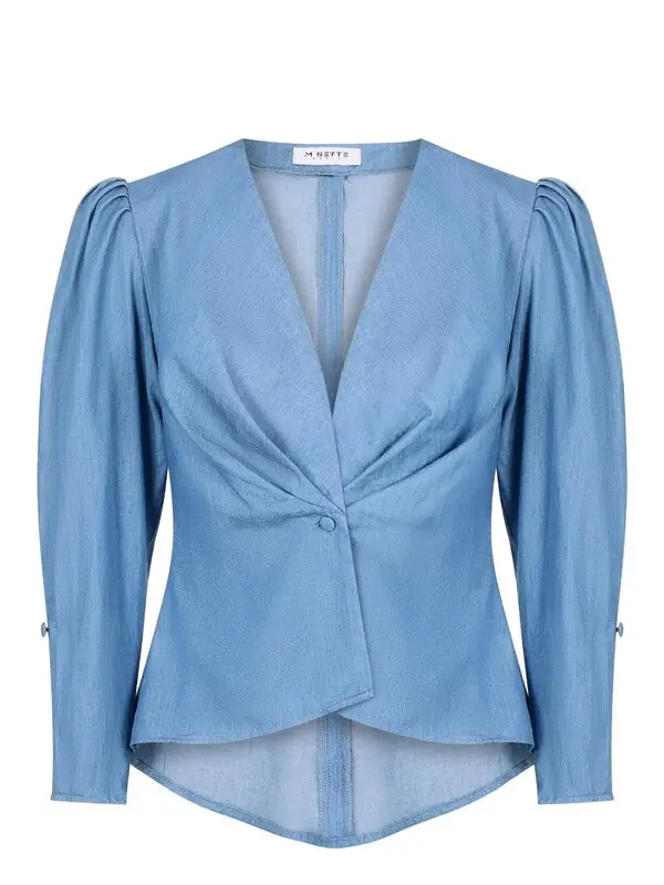 M SETTE PARIS Cotton Chambray Shirt - Blue