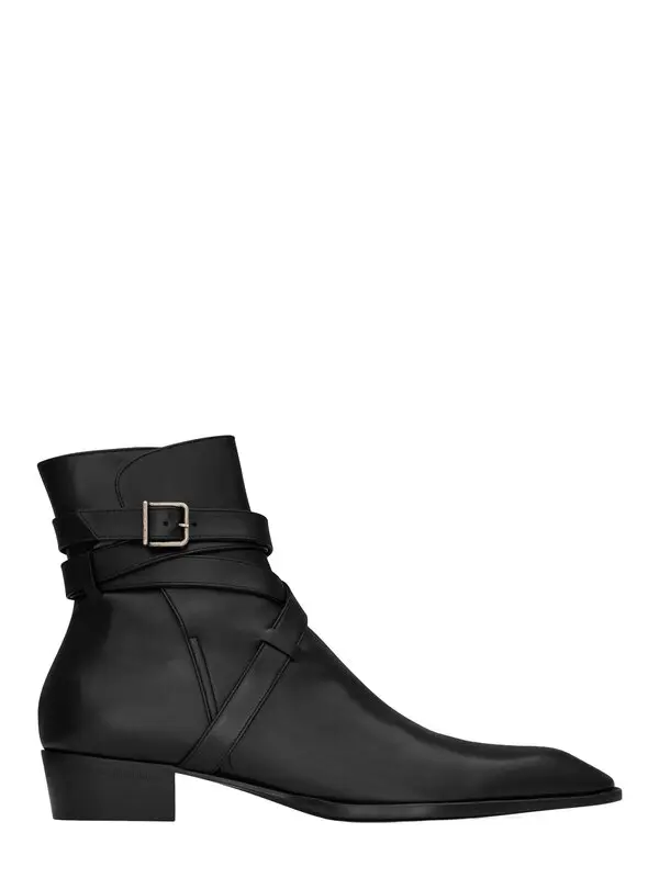 Saint Laurent Aurelien Jodhpur Boots In Smooth Leather - Black