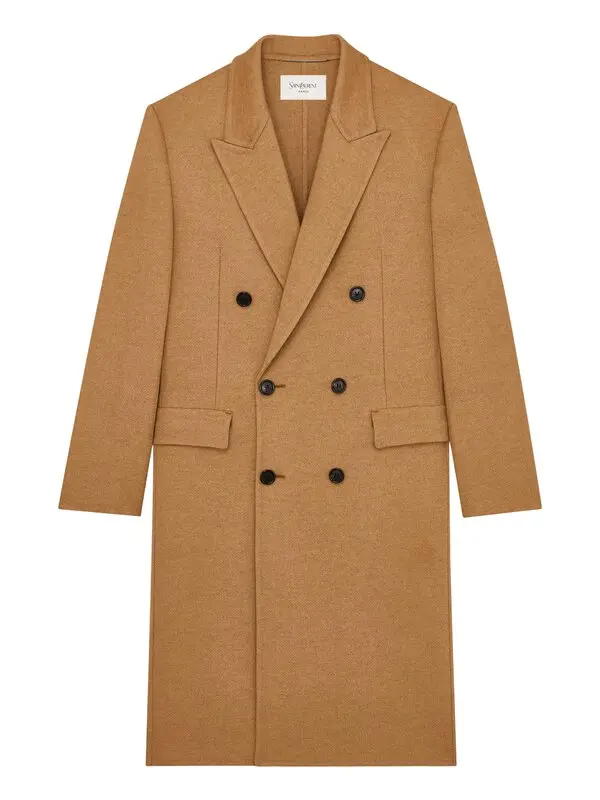 Saint Laurent Double-breasted Wool And Cashmere Felt Coat - Camel