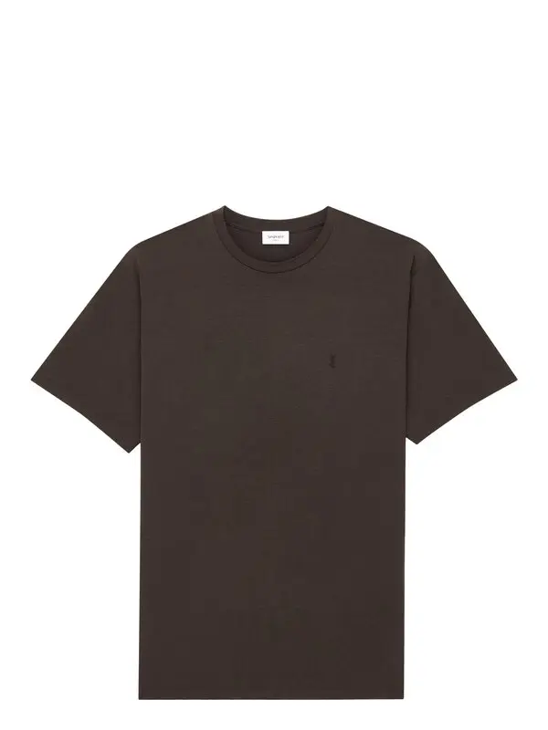 Saint Laurent Cassandre T-shirt In Silk And Cotton - Ebene