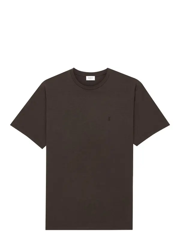 Saint Laurent Cassandre T-shirt In Silk And Cotton - Ebene
