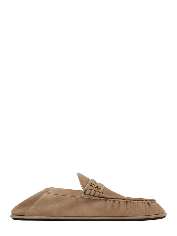 Saint Laurent Le Loafer Suede Foldable Shoes - Nude