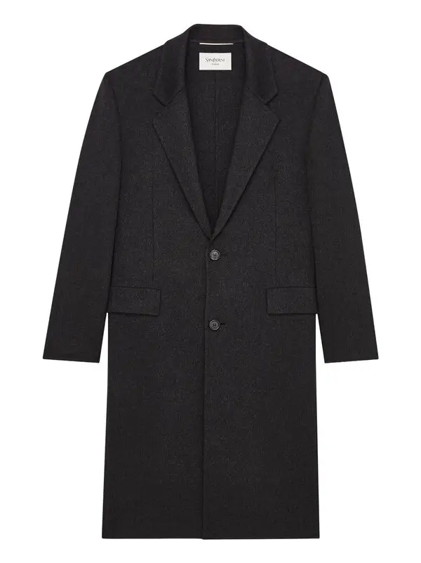 Saint Laurent Double-face Wool And Cashmere Felt Coat - Anthracite