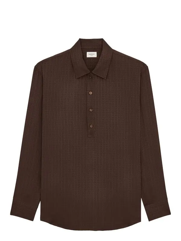 Saint Laurent Shirt In Diamond Silk Jacquard - Chocolat