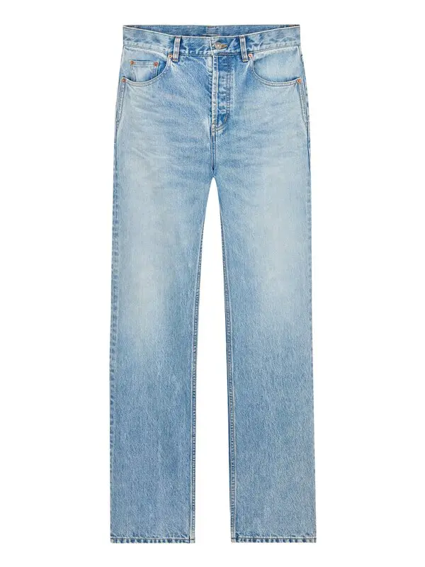 Saint Laurent Baggy Mid Rise Jeans - Blue Salt