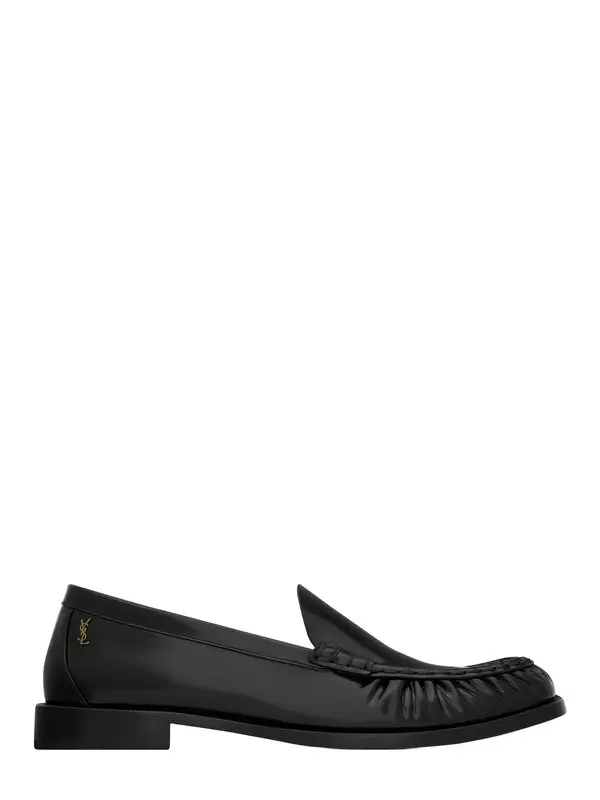 Saint Laurent Theobald Loafers In Glazed Leather - Black