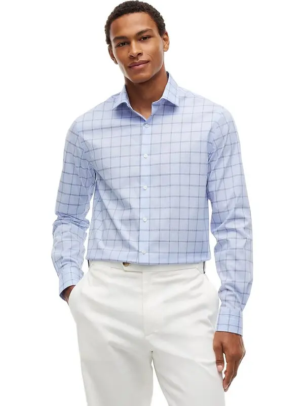 Tommy Hilfiger Slim Fit Thflex Plaid Dress Shirt 14.5/32 - Blue