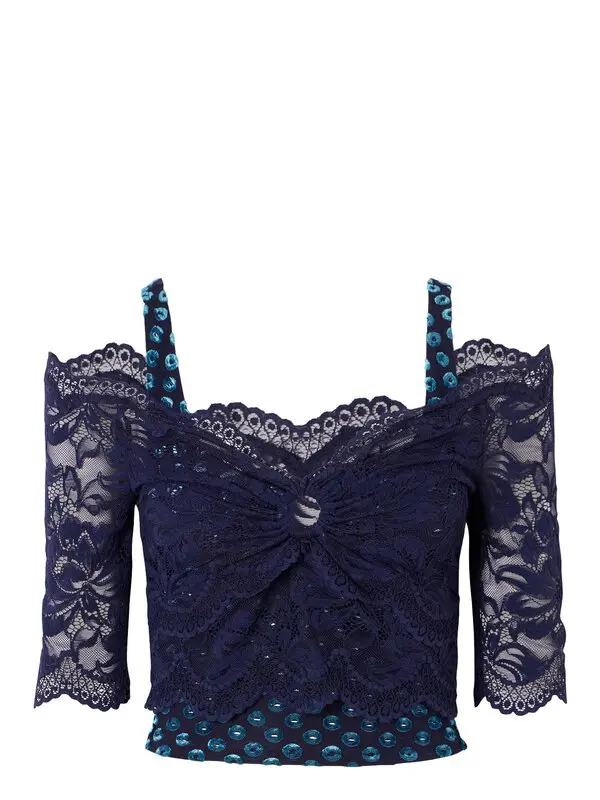 Rabanne Devoré Lace Blouse - Blue