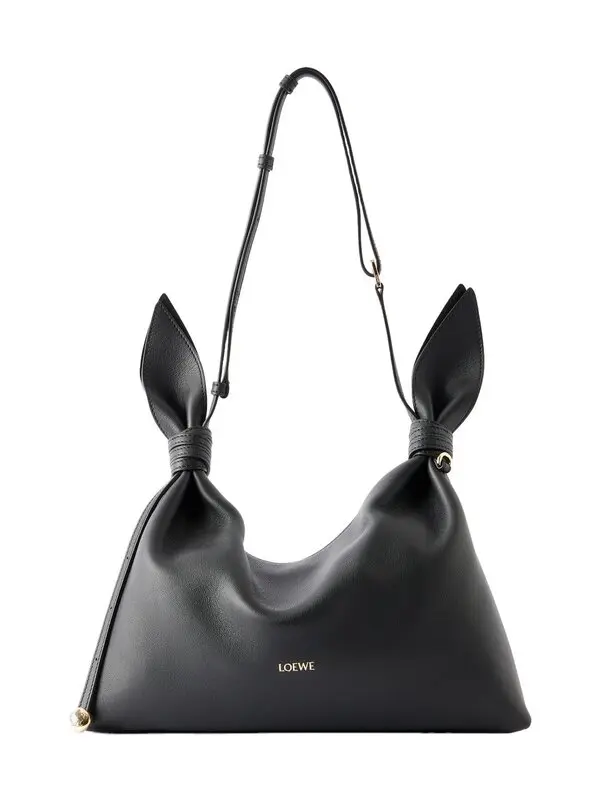 Loewe Knotted Leather Shoulder Bag - Black
