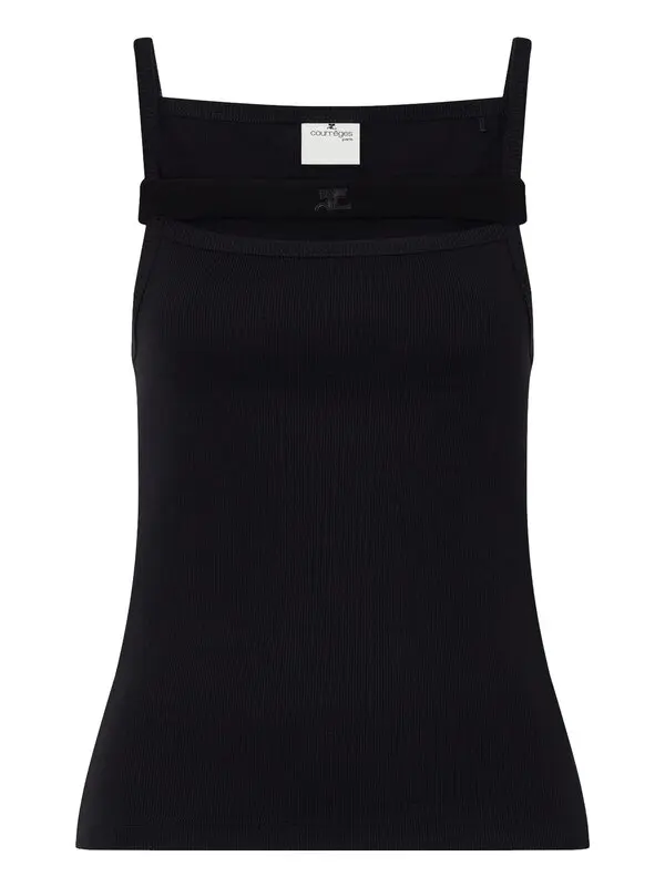 COURREGES 90's Ribbed Cotton-blend Jersey Tank - Black