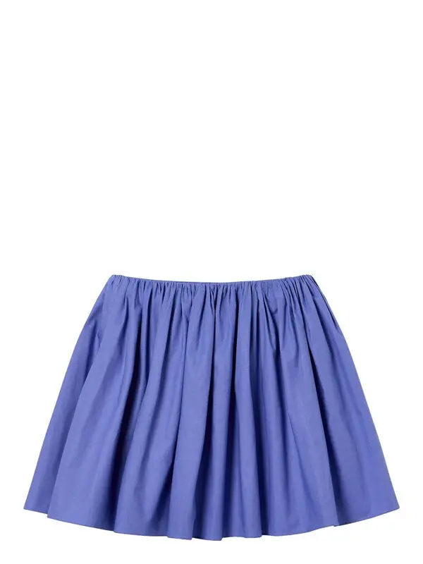 Brandon Maxwell Hadley Gathered Cotton-blend Poplin Mini Skirt - Blue