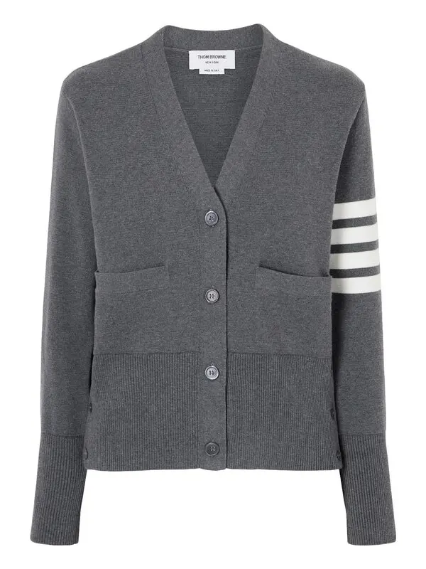 Thom Browne Grosgrain-trimmed Striped Cotton Cardigan - Gray