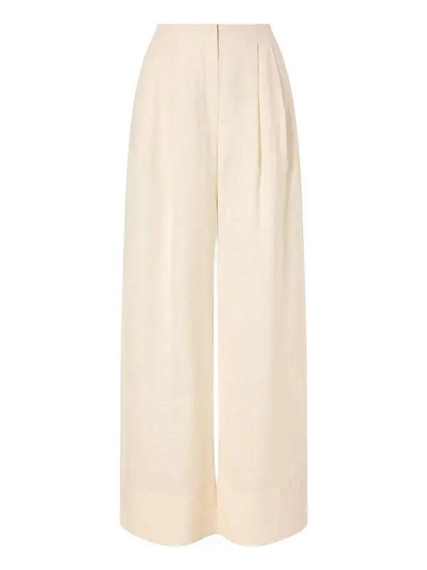 ANDRES OTALORA Ancestra Pleated Linen Wide-leg Pants - Neutrals
