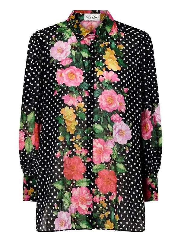 Charo Ruiz Ibiza Ronda" Printed Cotton-blend Voile Blouse - Blue