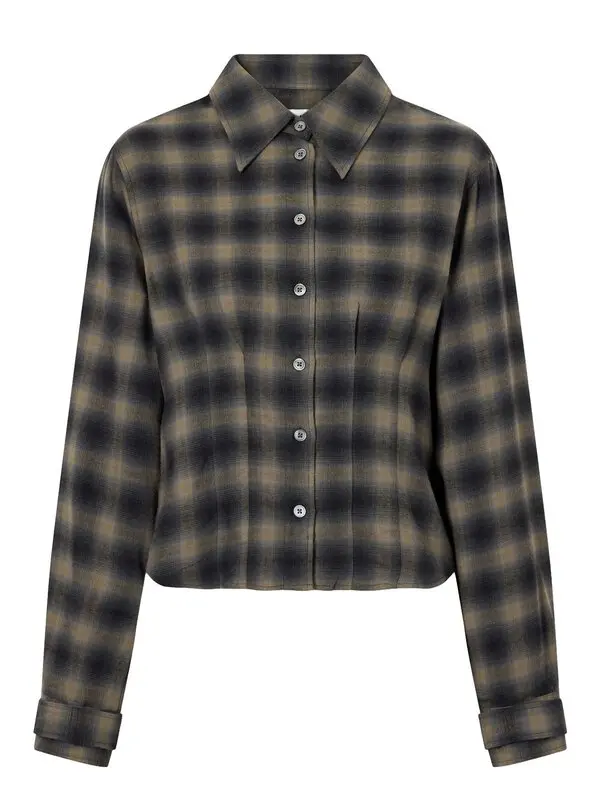 Our Legacy Envelop Checked Cotton And Wool-blend Shirt - Gray