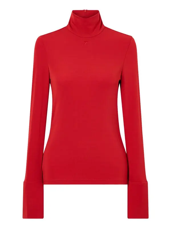 COURREGES Jersey Rollneck Top - Red