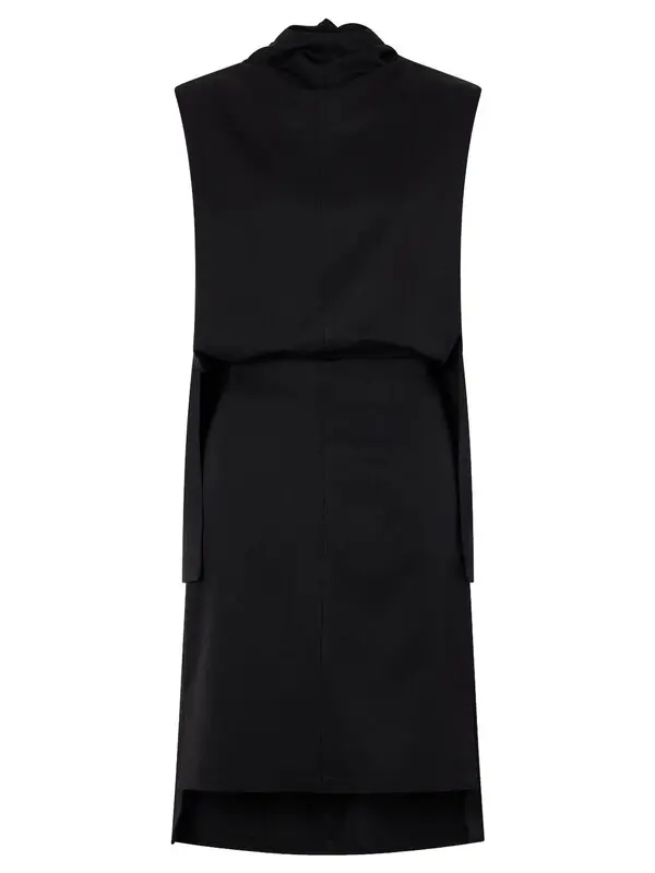 Brandon Maxwell Noa Gathered Wool-twill Turtleneck Mini Dress - Black