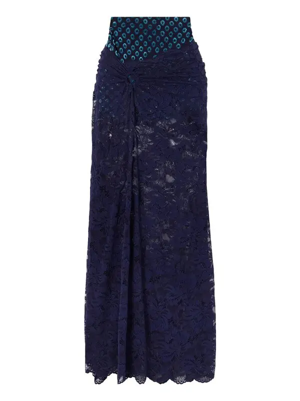 Rabanne Lace Maxi Skirt - Blue