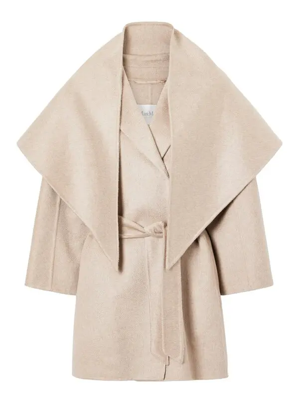 Max Mara Belted Scarf-detailed Cashmere Coat - Brown