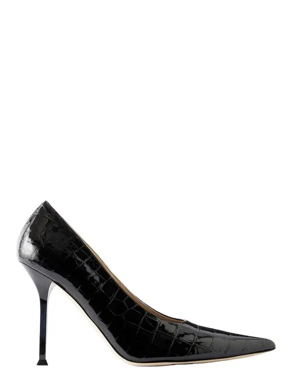 CHRISTEN Helix 95 Croc-effect Patent Leather Pumps - Black