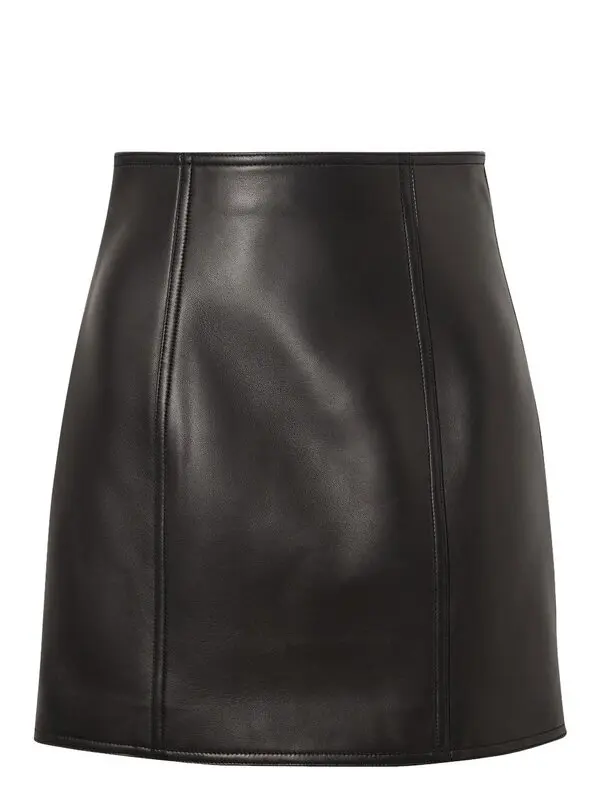 Balmain Paneled Leather Mini Skirt - Black