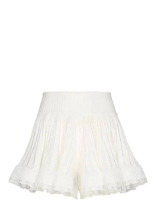 Alaïa Crinoline Knit Flared Shorts - Blanc
