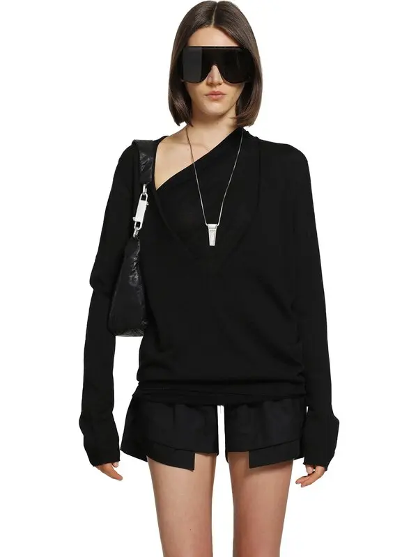 Rick Owens Tower Extreme V-neck Sweater - Black