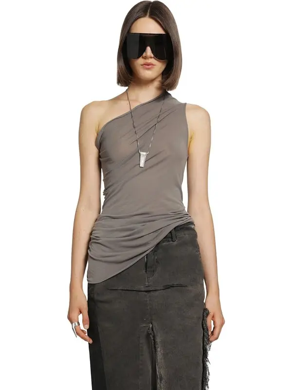 Rick Owens One-shoulder Draped Viscose Silk Jersey Top - Grey