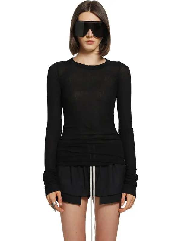 Rick Owens Ribbed Long Sleeve Top - Black