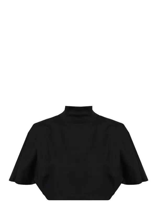 Alaïa Cropped Turtleneck Top With Wide Sleeves - Black