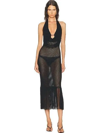 HAELO Double Two-toned Fringe Dress - Black