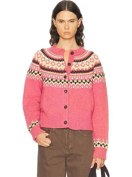 Miu Miu Wool Fairisle Knit Sweater - Rosa