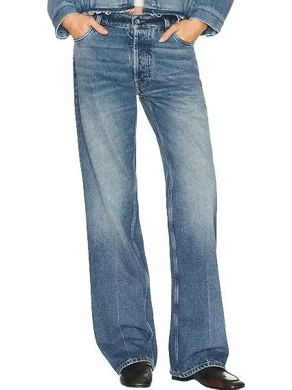 Miu Miu Wide Leg Jeans In Rigid Denim - Bleu