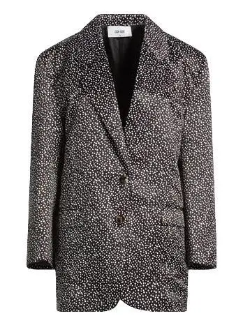 ODÌ ODÌ Single-breasted Polka Dot Satin Blazer - Black