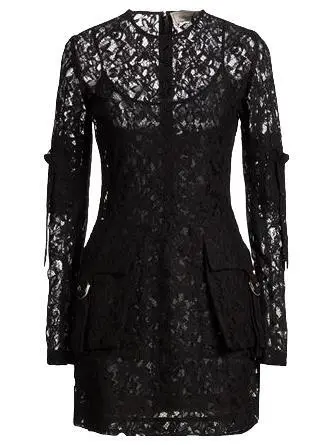 Blumarine Lace Mini Dress With Appliqués - Black
